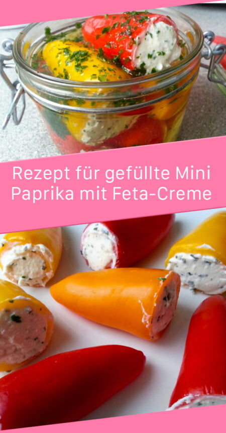 Rezept für gefüllte Mini Paprika mit Feta-Creme – GesundeRezepte.me